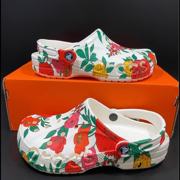 CROCS | Shoes | Crocs Floral Flowers Print Clogs Shoes Womens | Poshmark